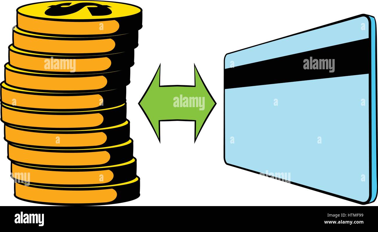 Transfer of cash to card icon cartoon Stock Vector Image & Art - Alamy
