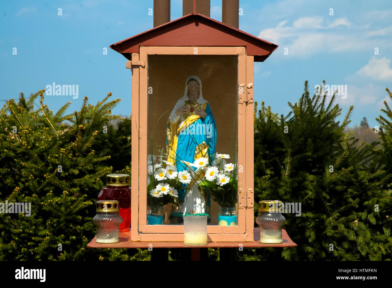 maria statue alongside the road at poland Stock Photo - Alamy