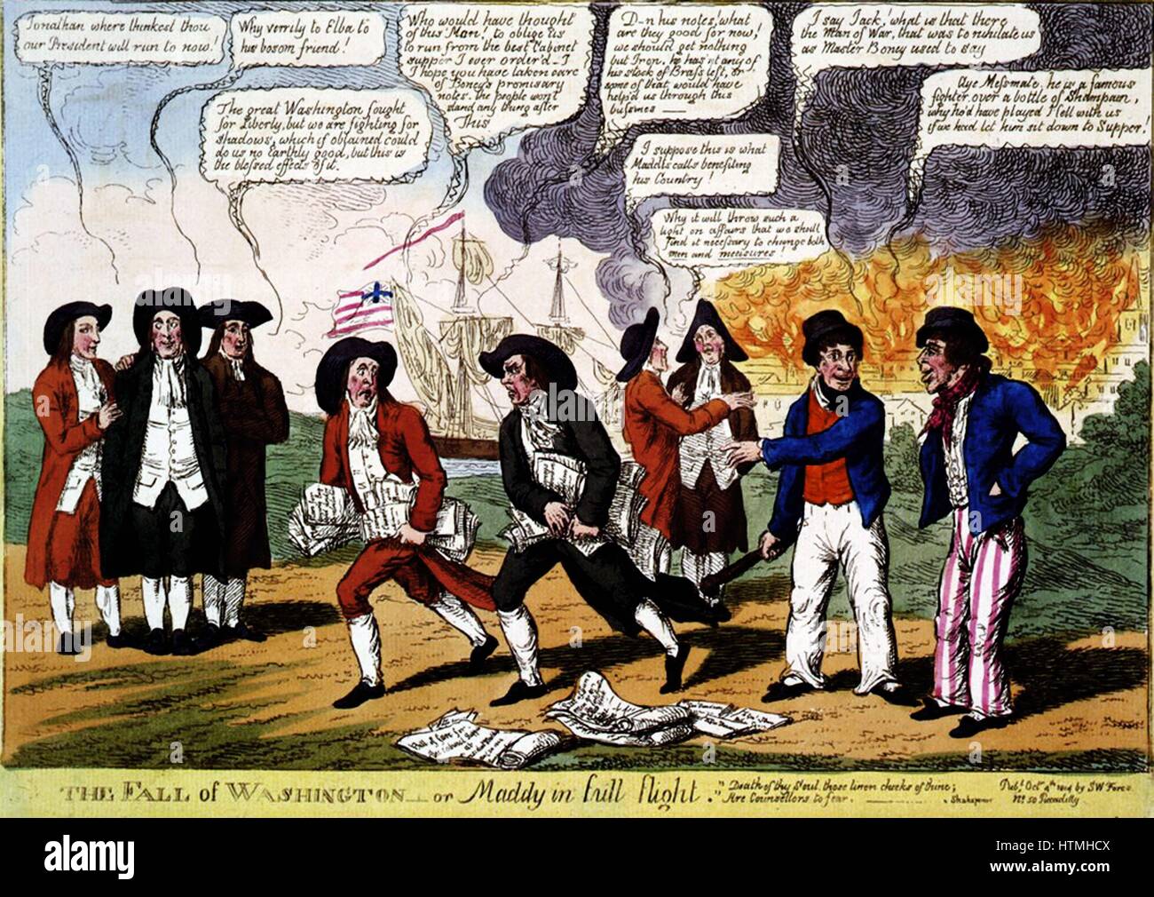 The fall of Washington--or Maddy in full flight. Cartoon showing ...