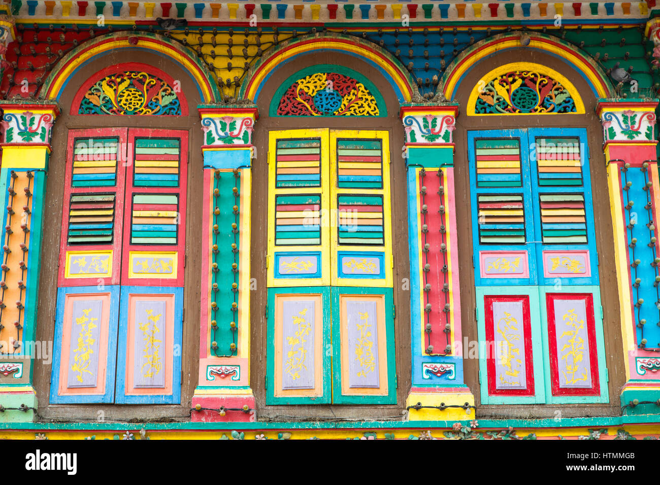 Shutters of traditional villa, Little India, Singapore Stock Photo - Alamy