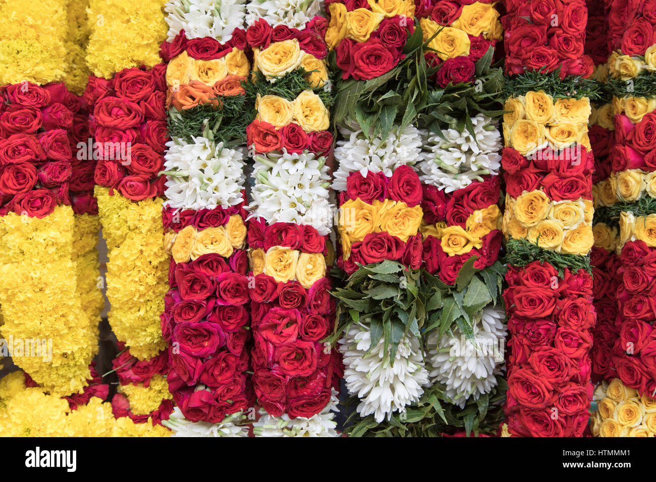 Flower garlands, Little India, Singapore Stock Photo - Alamy