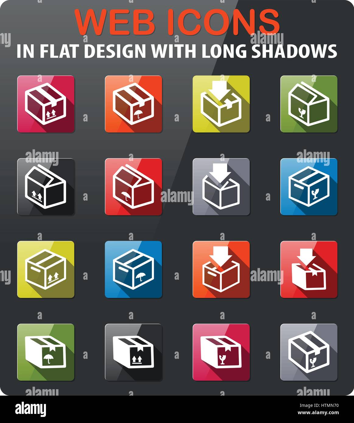 box icons set in flat design with long shadow Stock Vector Image & Art ...