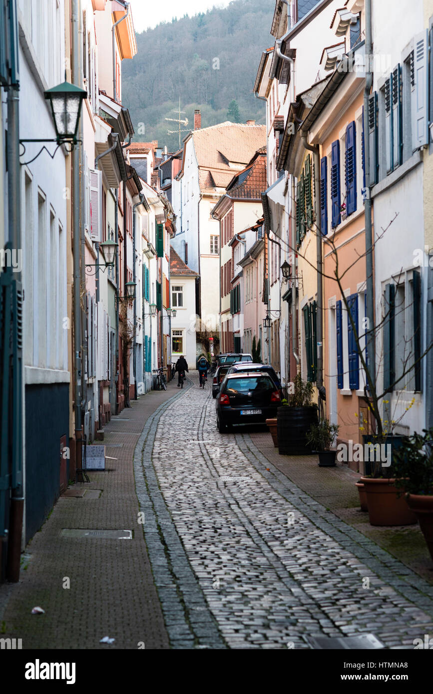 Heidelberg: Narrow Altstadt street Stock Photo - Alamy