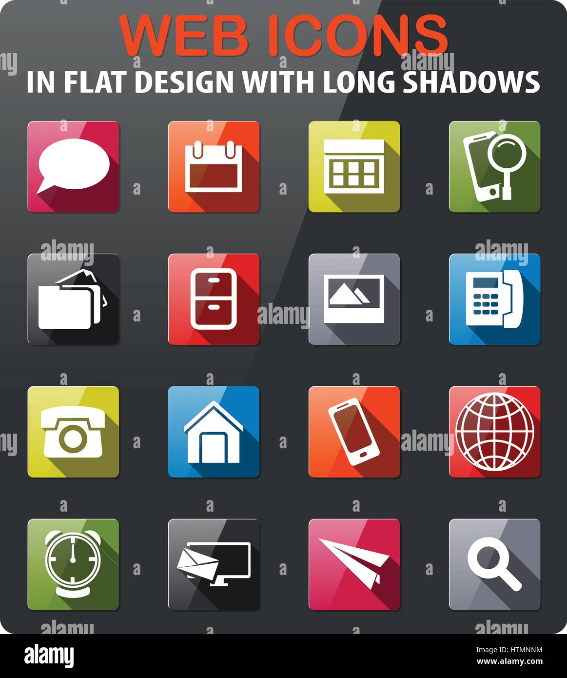 contacts icons set in flat design with long shadow Stock Vector Image ...