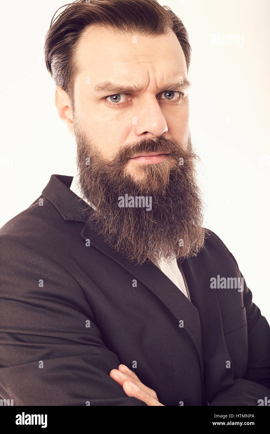 Angry man and long white beard hi-res stock photography and images - Alamy