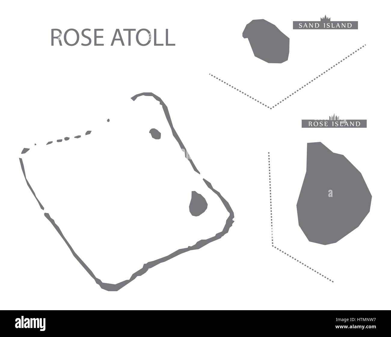 Rose Atoll American Samoa map grey illustration silhouette Stock Vector ...