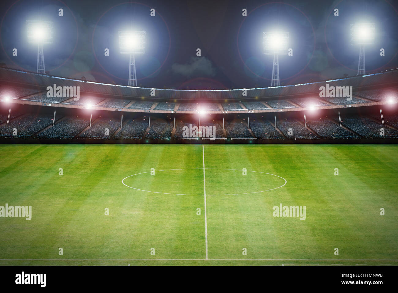 3d rendering empty stadium with soccer field Stock Photo - Alamy