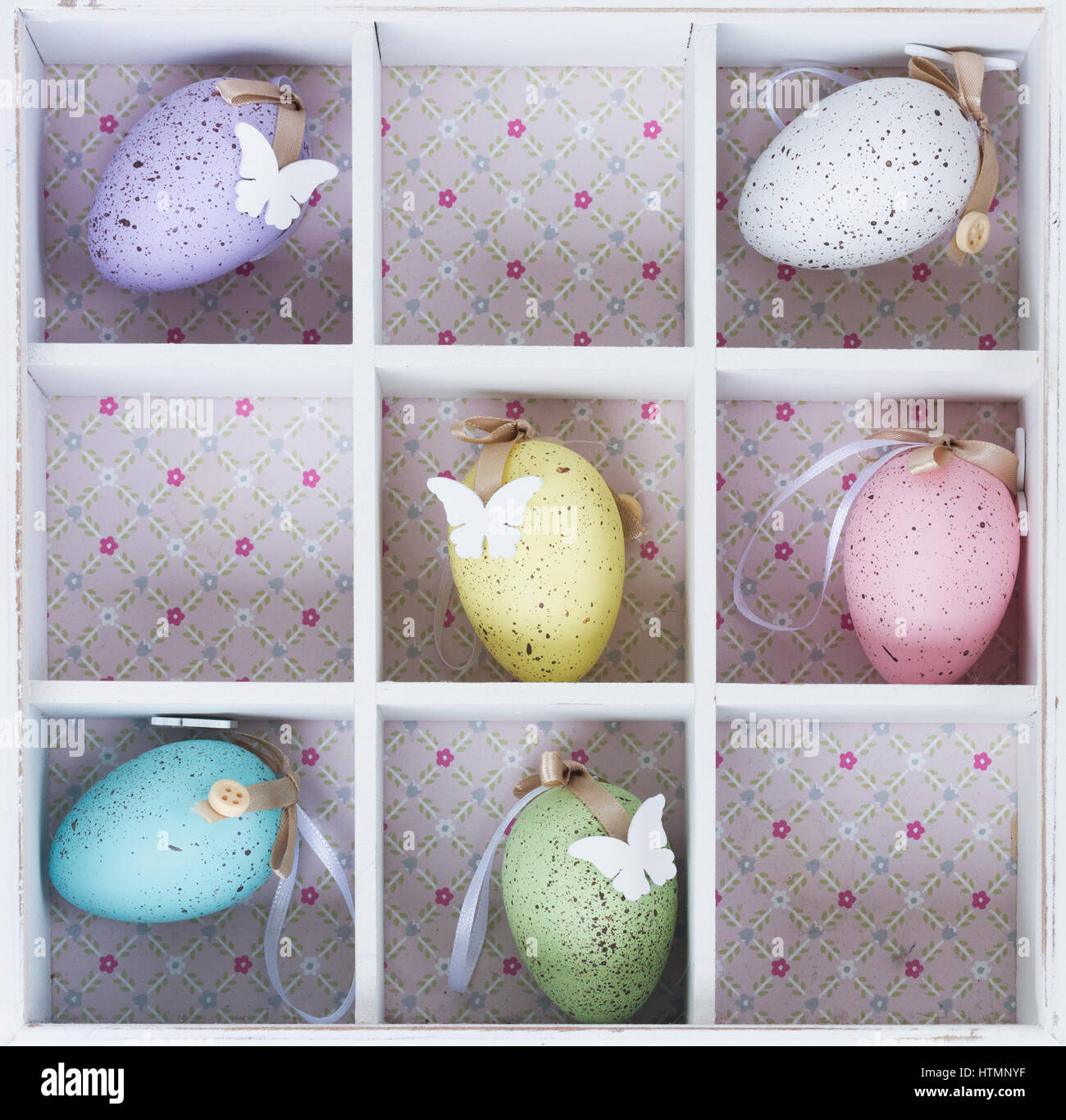 Easter eggs in box Stock Photo - Alamy