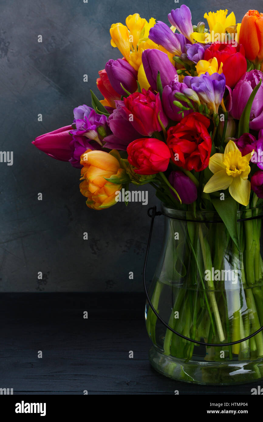 bouquet of bright spring flowers Stock Photo - Alamy