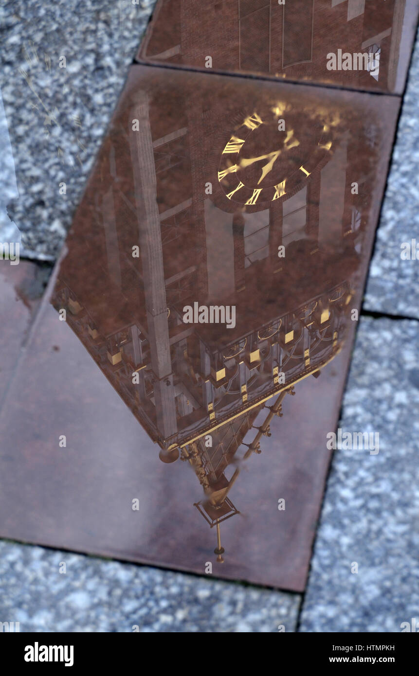 reflection of a tower clock Stock Photo - Alamy