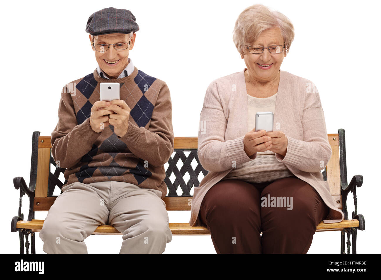 Old lady using a mobile phone Cut Out Stock Images & Pictures - Alamy