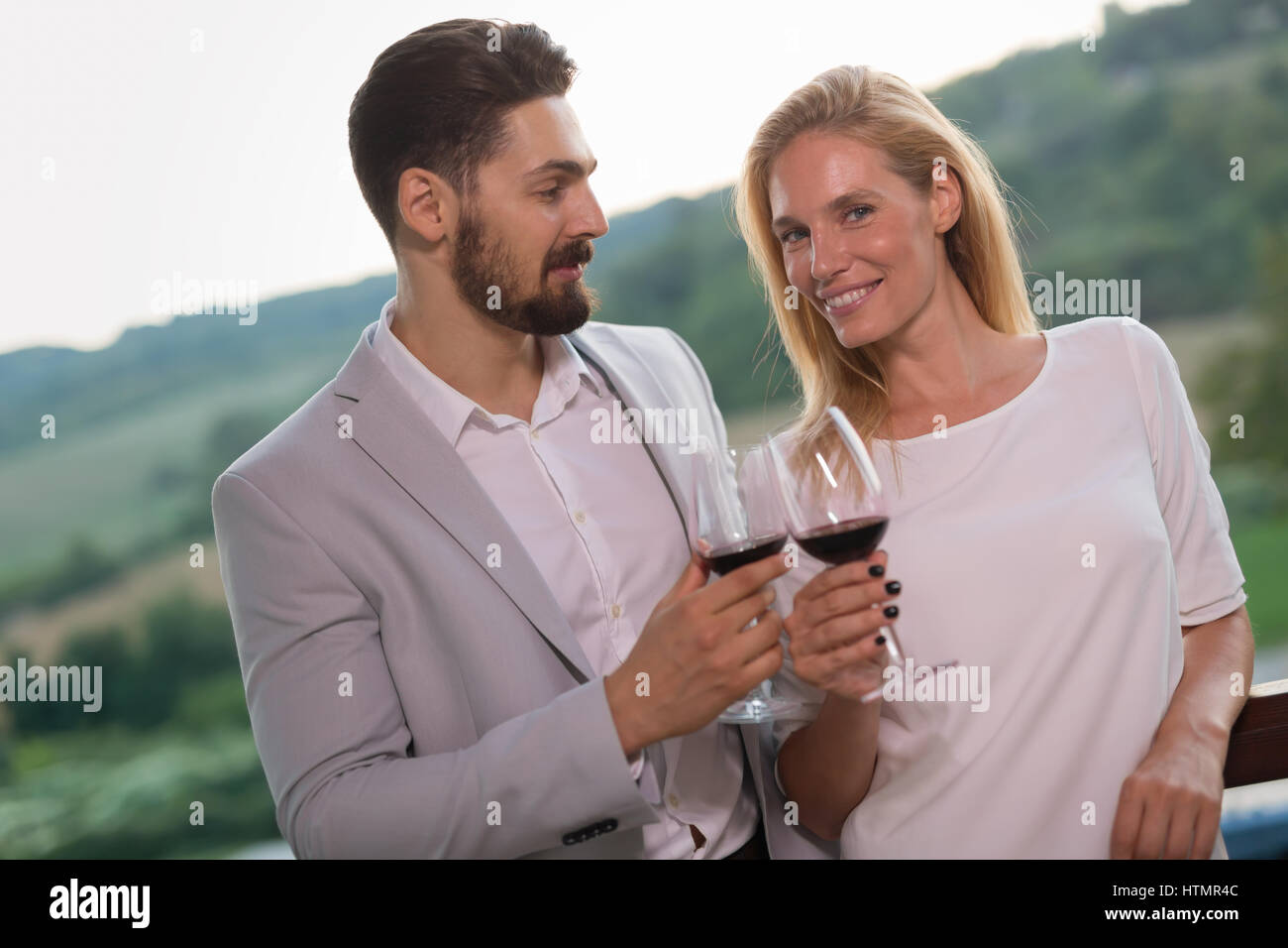 People sampling and tasting wines in winegrowers vineyard Stock Photo ...