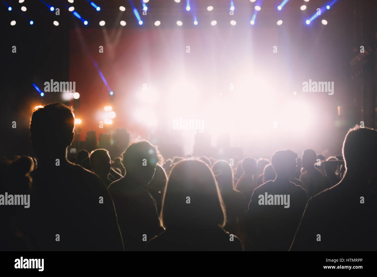 Crowd at concert partying and enjoying performances of bands Stock ...