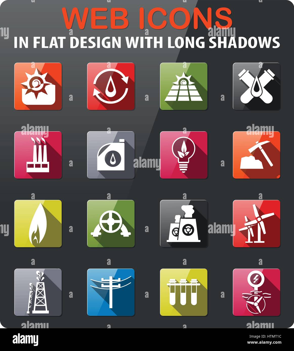 fuel icons set in flat design with long shadow Stock Vector Image & Art ...