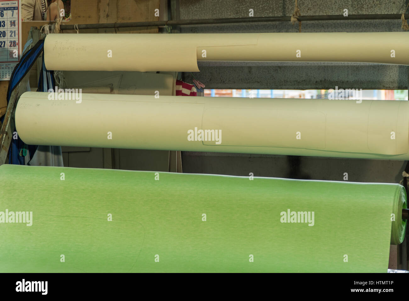 Textile factory and Colorful roll of Fabrics Stock Photo - Alamy