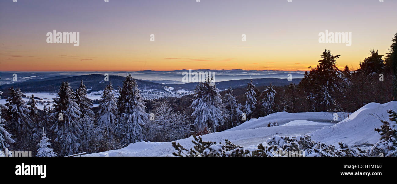 Sunset on the Inselsberg, Thuringian Forest, Thuringia, Germany Stock ...
