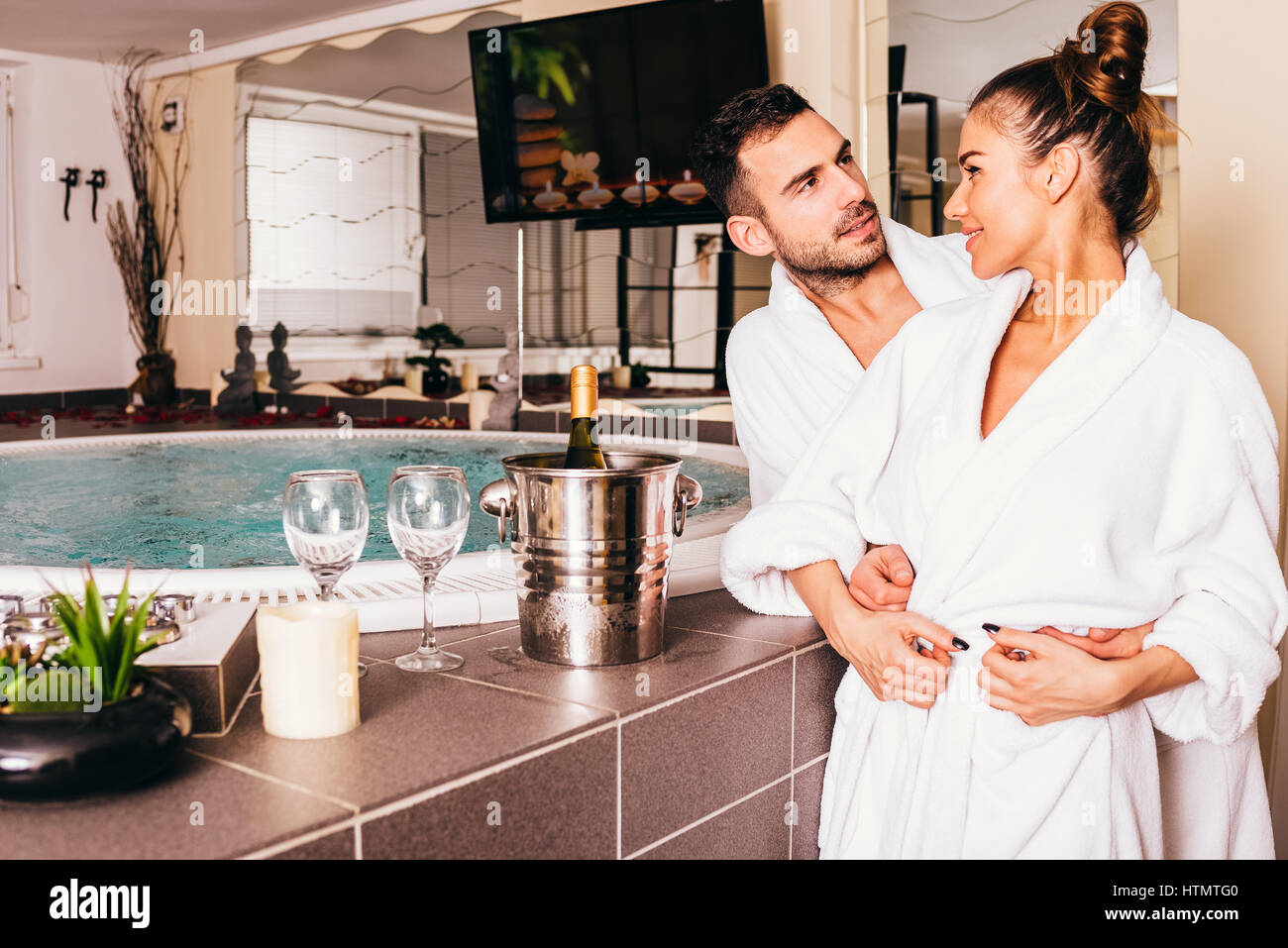 Loving couple in spa center Stock Photo - Alamy