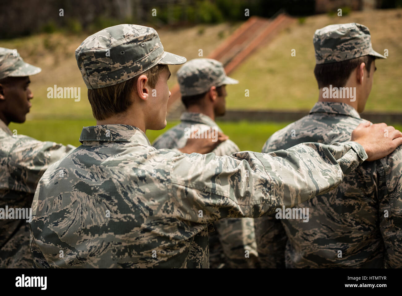 Group of military soldiers standing in boot camp Stock Photo - Alamy