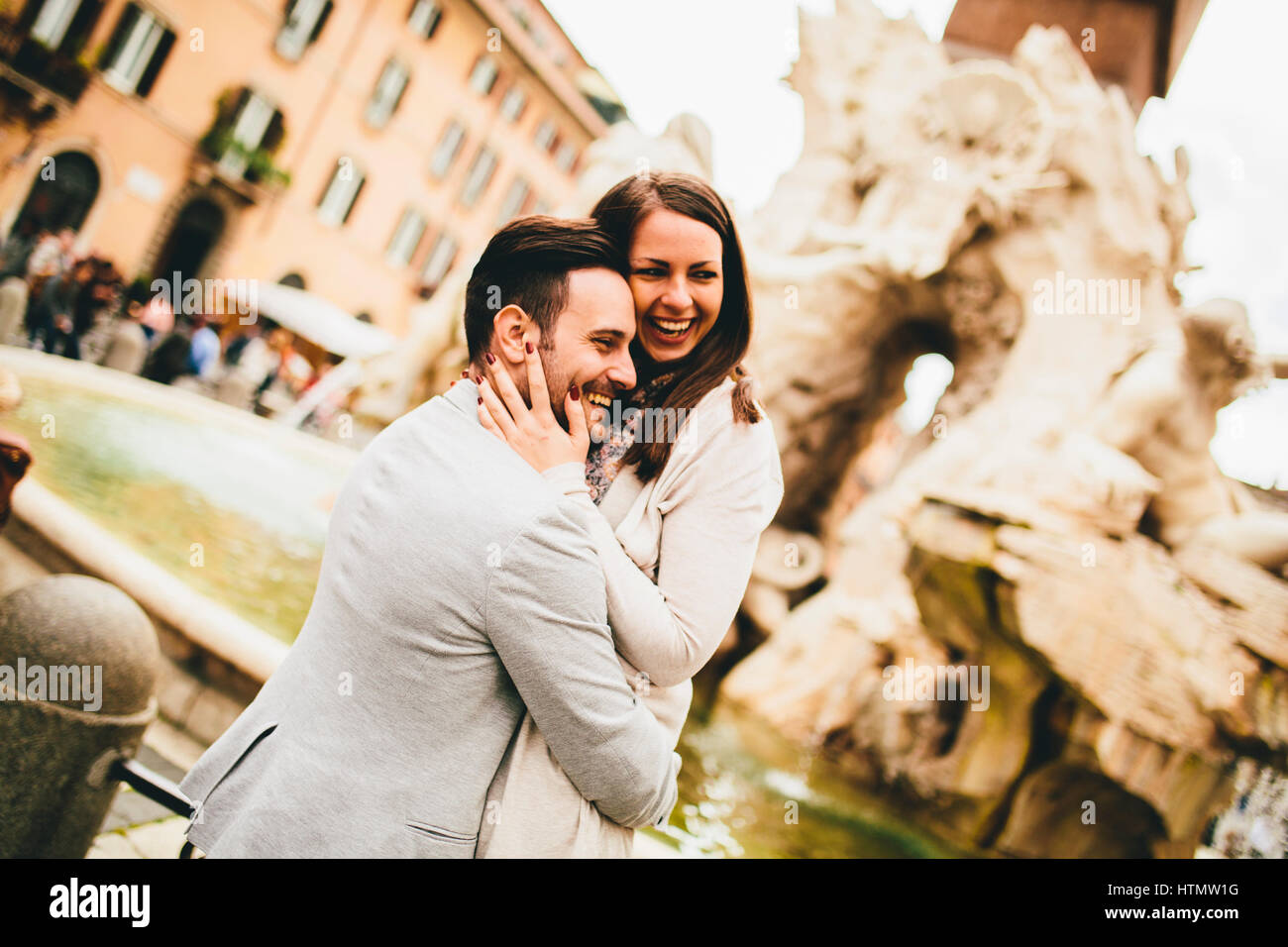Loving couple having fun in Rome, Italy Stock Photo - Alamy
