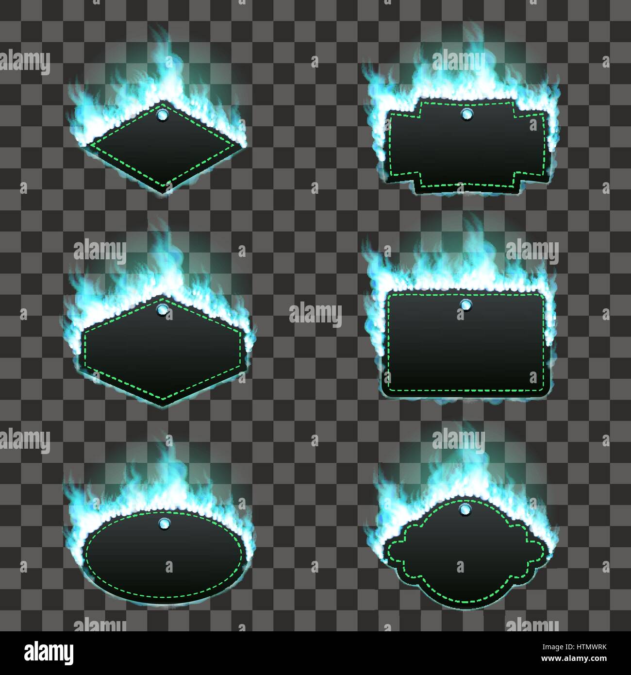 Set of six frames surrounded with azure flame Stock Vector Image & Art ...