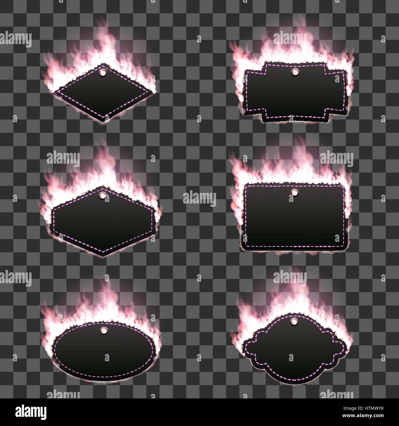 Set of six frames surrounded with pink flame Stock Vector Image & Art ...