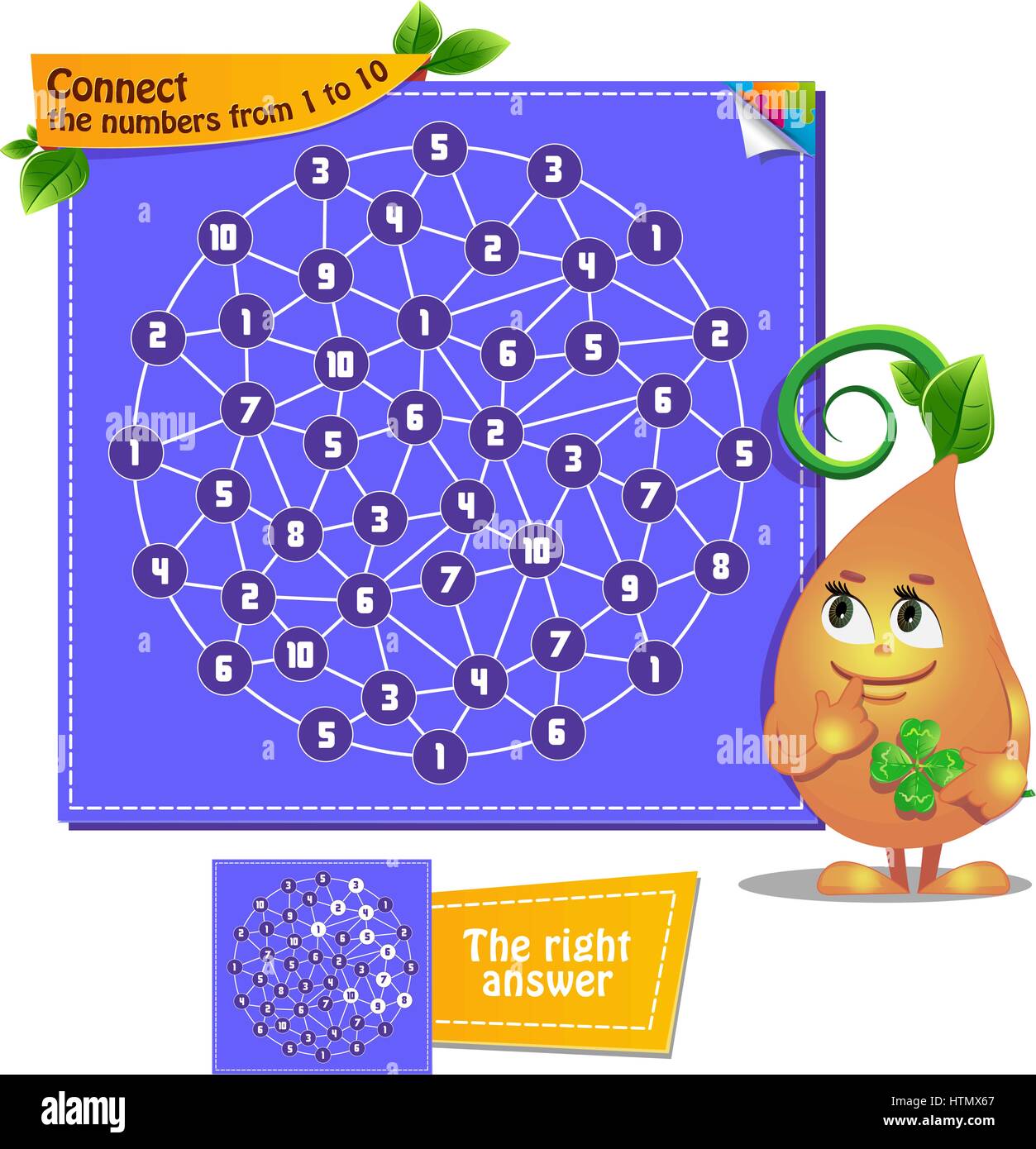 Visual Game for children. Task: Connect the numbers from 1 to 10 Stock ...