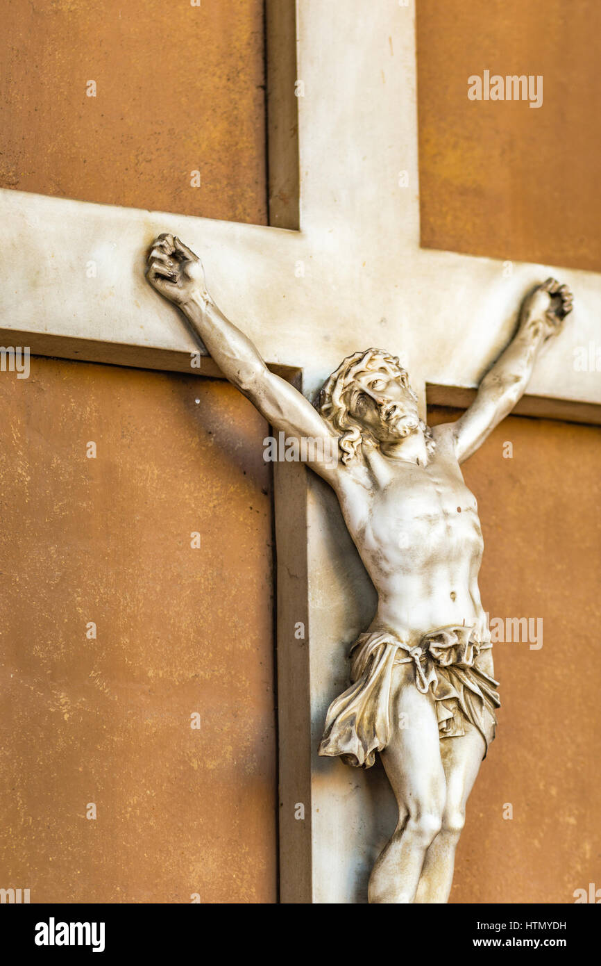 marble Crucifix with suffering Jesus Christ Stock Photo - Alamy