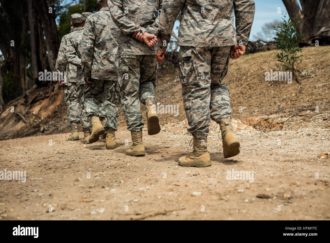Group of military soldiers in a training session at boot camp Stock ...