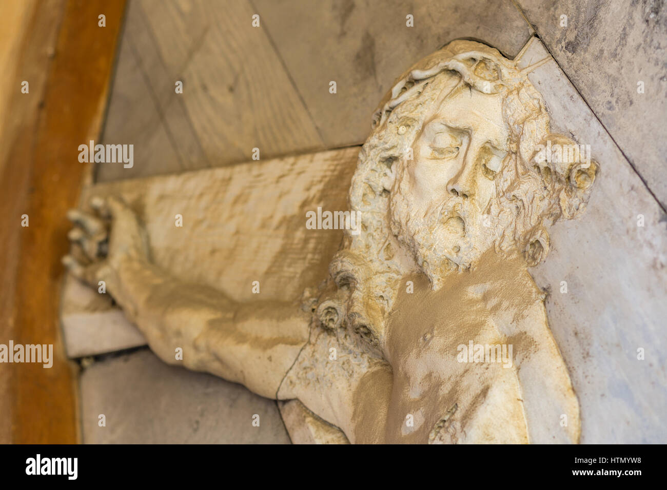 marble Crucifix with suffering Jesus Christ Stock Photo - Alamy