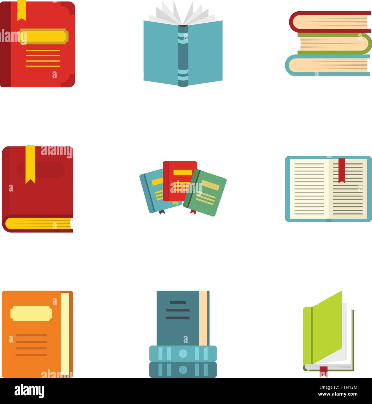 Reading and learning icons set. Flat illustration of 9 reading and ...