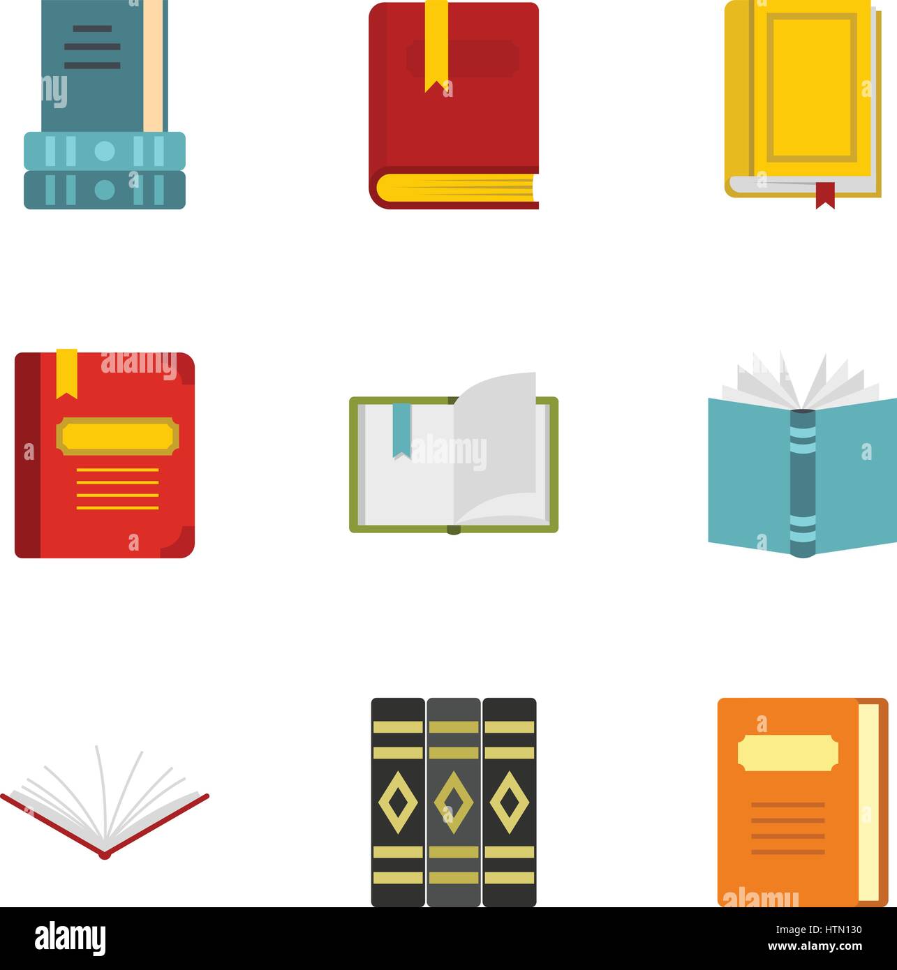 Library icons set. Flat illustration of 9 library vector icons for web ...