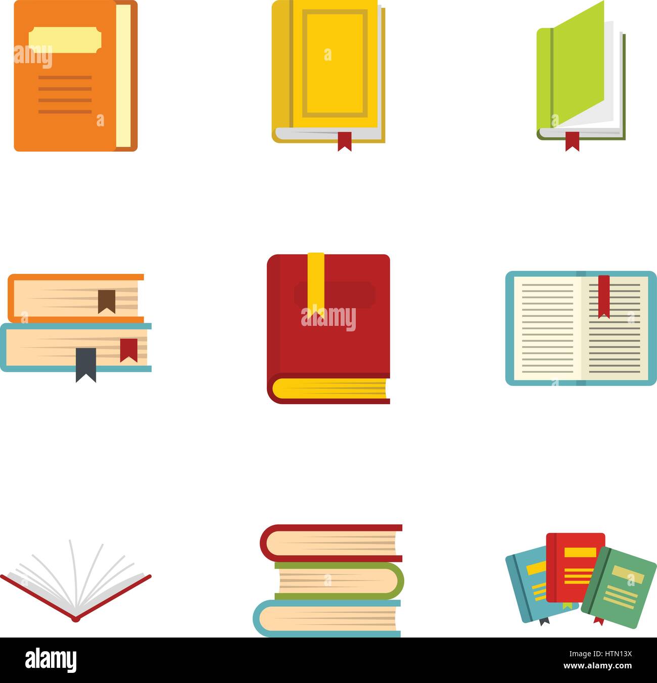 Books icons set. Flat illustration of 9 books vector icons for web ...
