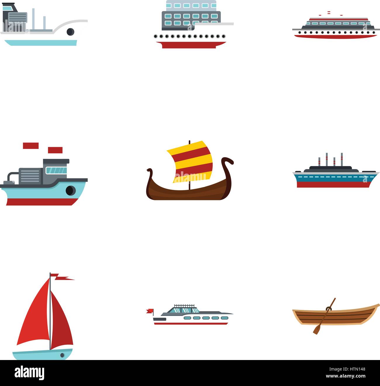 Sailing icons set. Flat illustration of 9 sailing vector icons for web ...