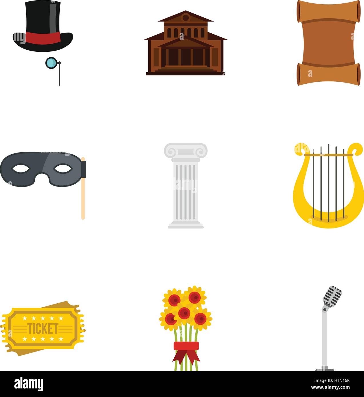 Opera icons set. Flat illustration of 9 opera vector icons for web ...