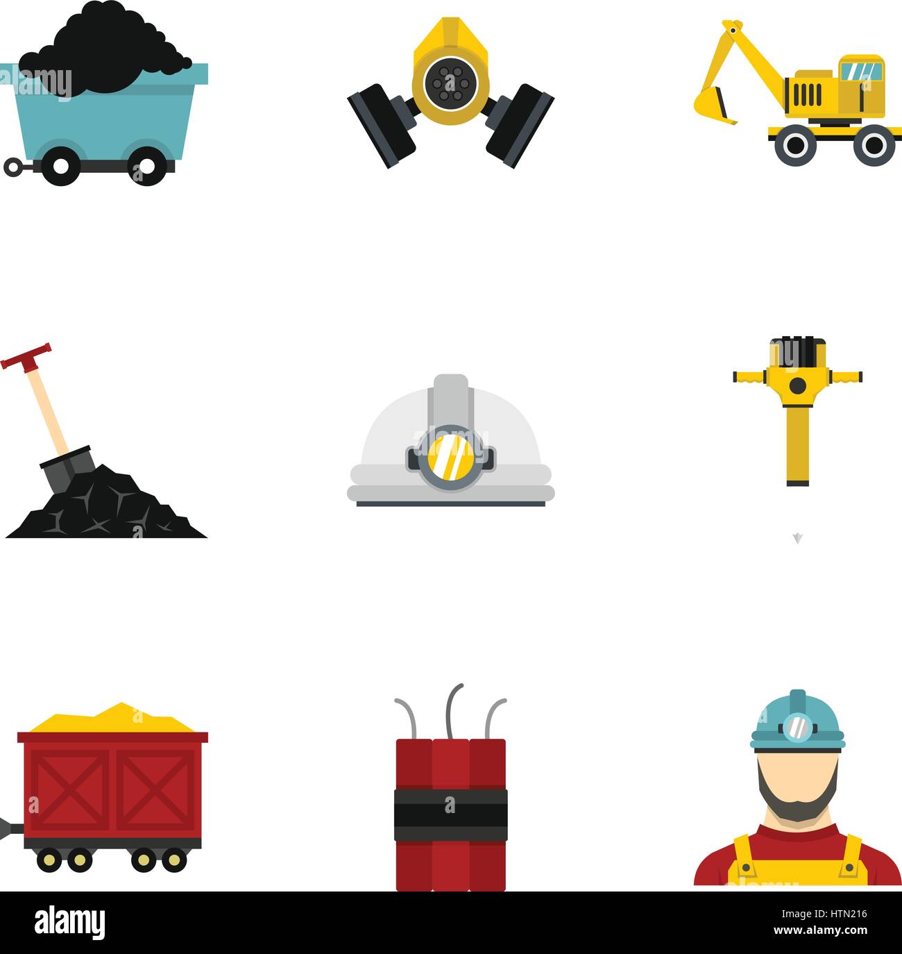 Mining icons set. Flat illustration of 9 mining vector icons for web ...