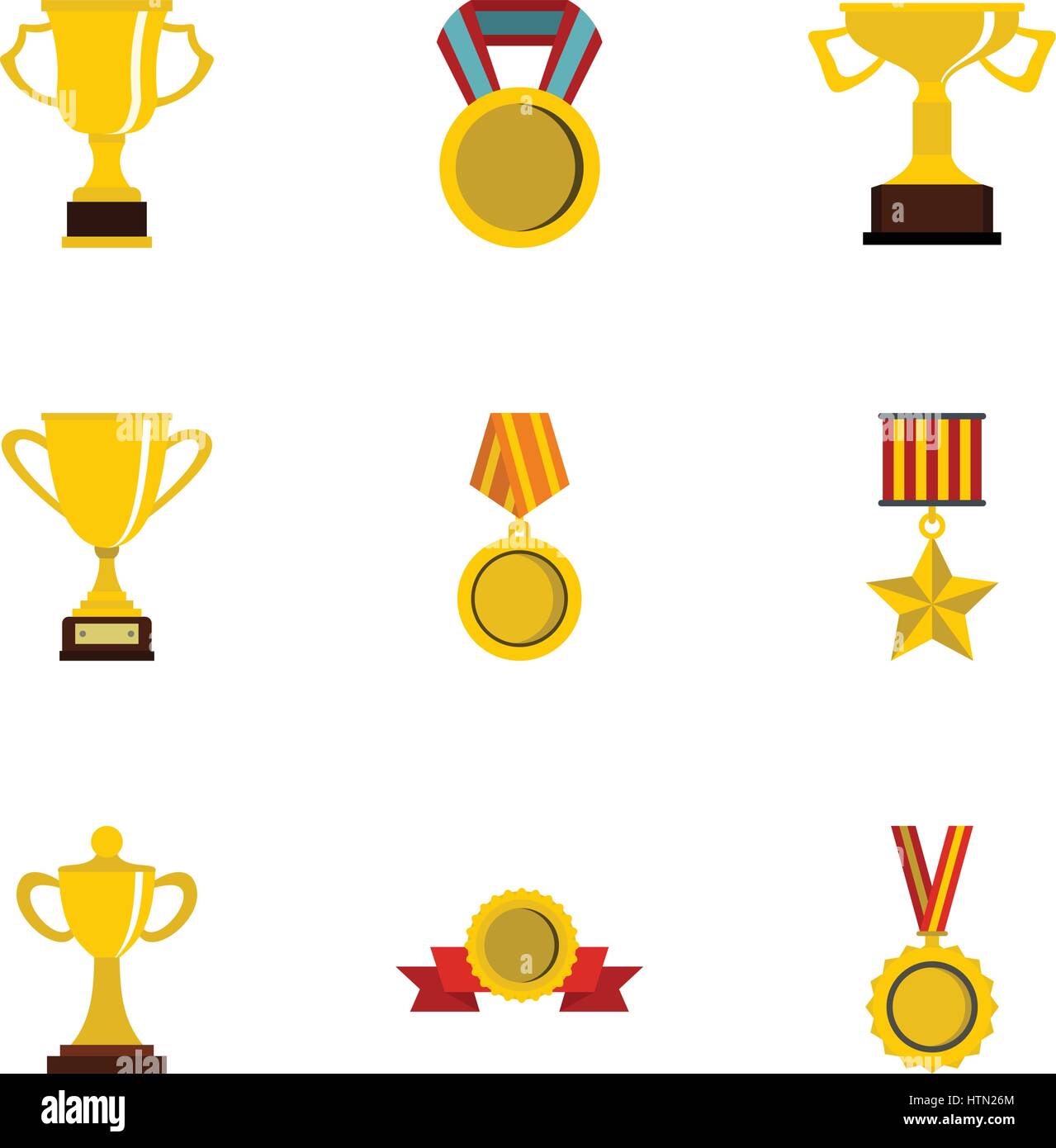 Competition and success icons set. Flat illustration of 9 competition ...