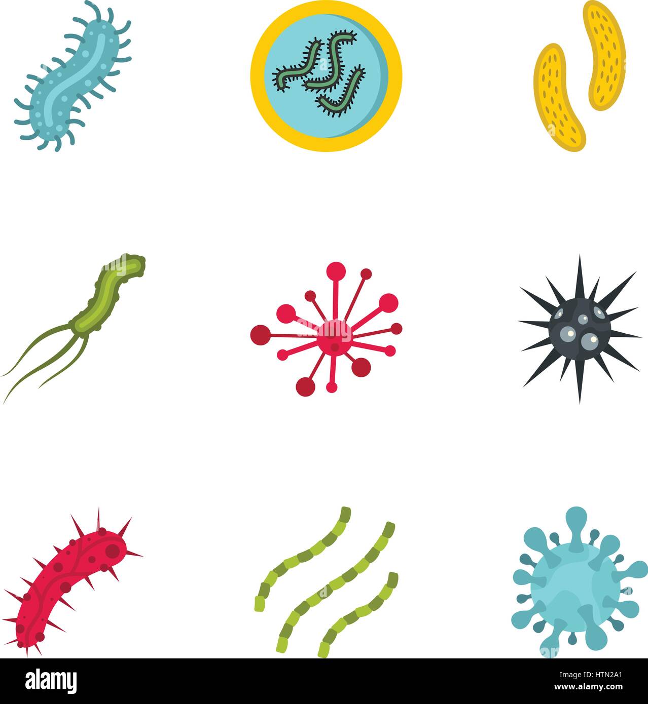 Microbe icons set. Flat illustration of 9 microbe vector icons for web ...