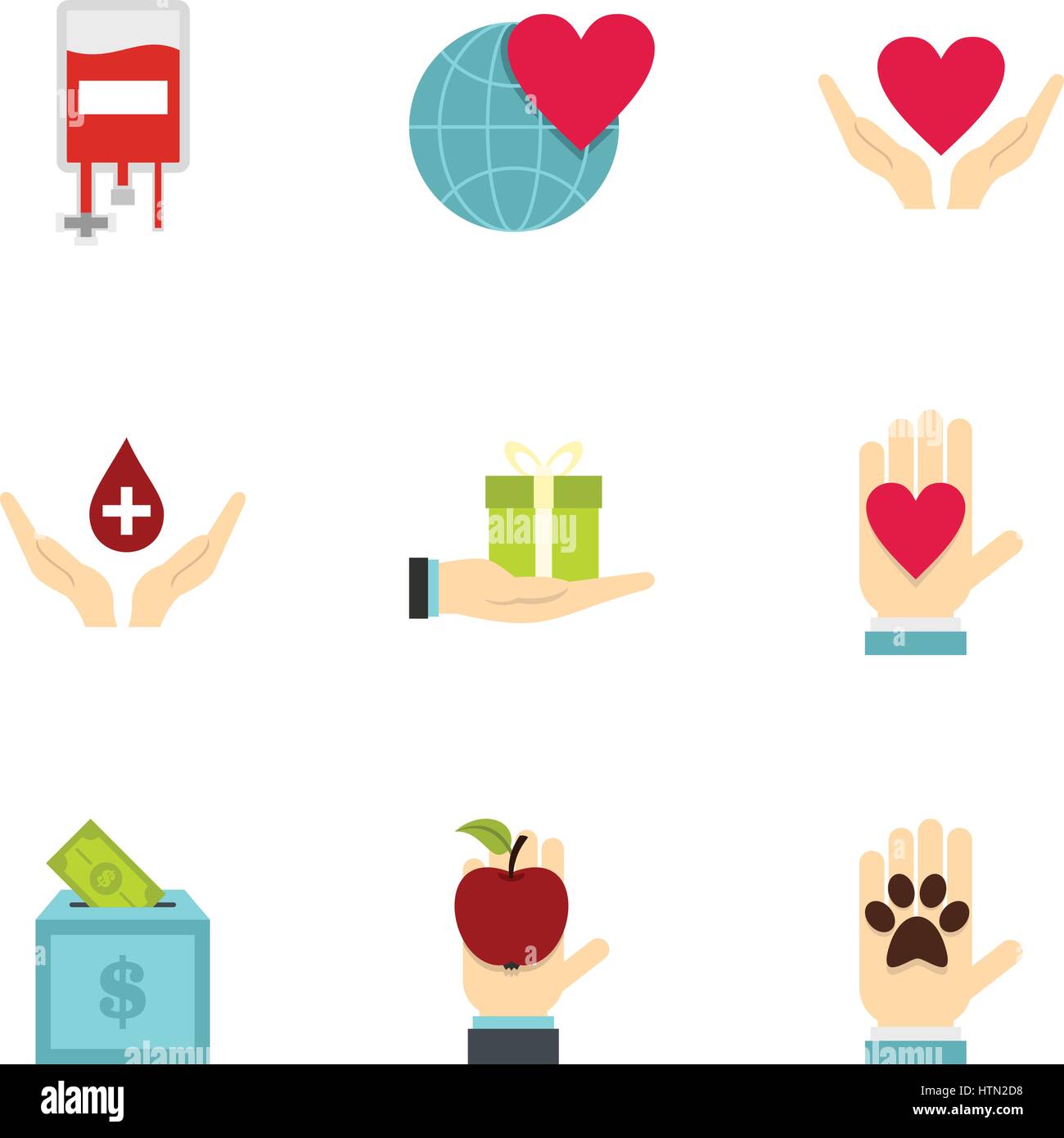 Charity icons set. Flat illustration of 9 charity vector icons for web ... Charity icons set. Flat illustration of 9 charity vector icons for web ...