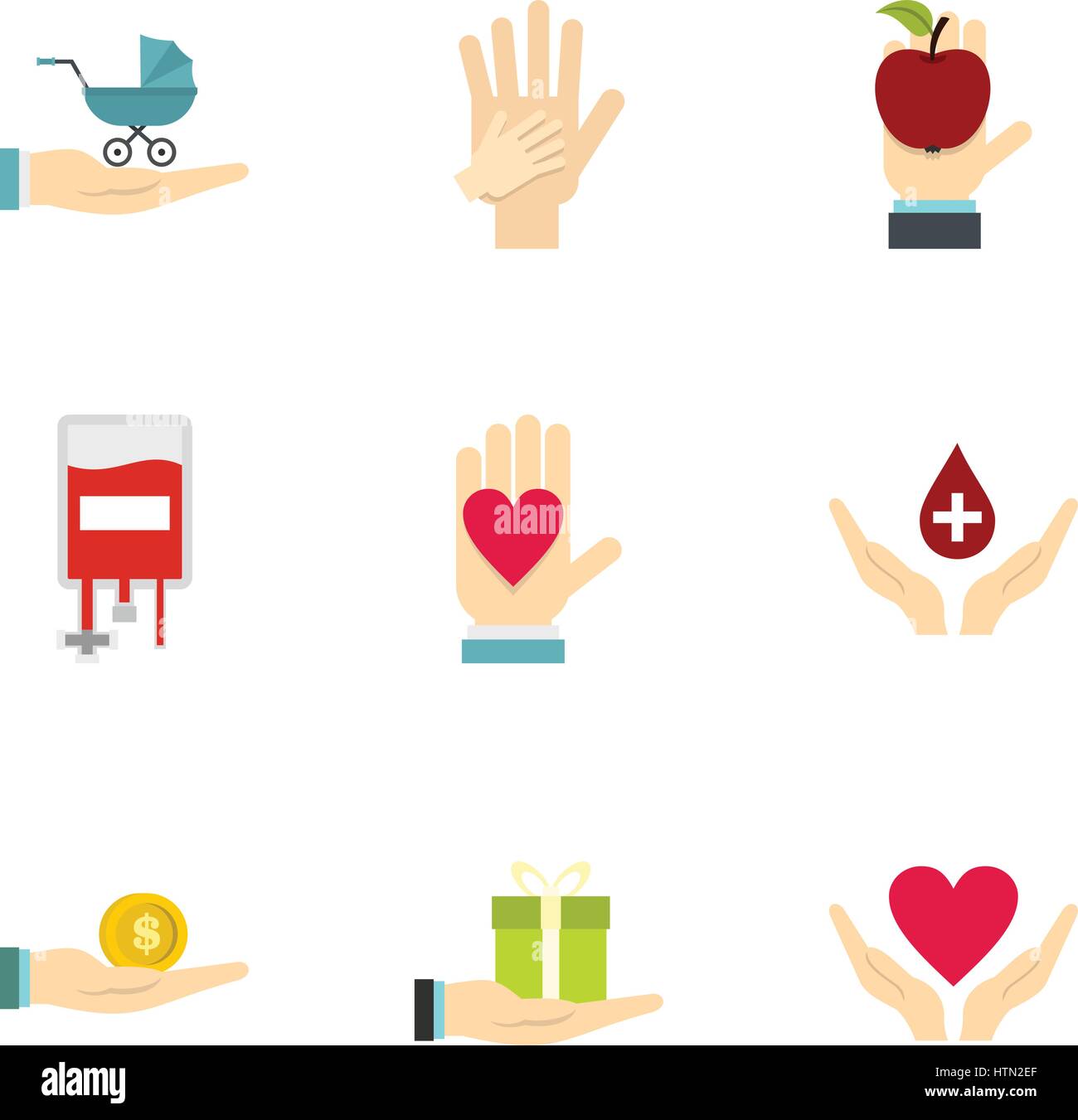 Fundraising organizations symbol icons set. Flat illustration of 9 ...