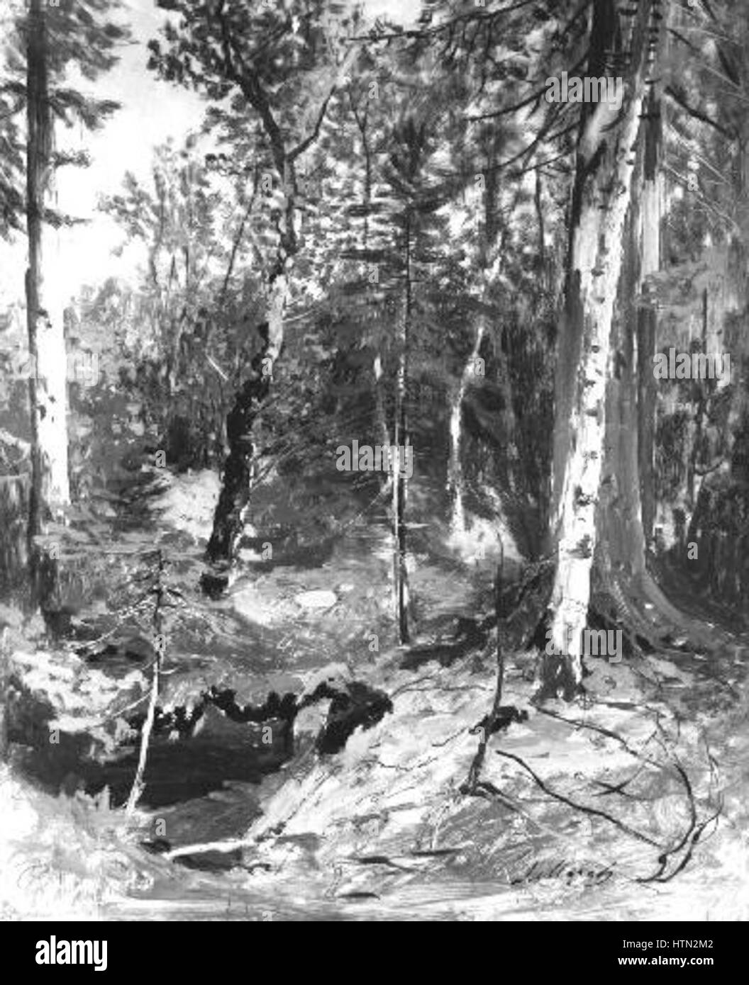 Julius Marak’s ‘Bazina v lese’ is a depiction of a forest scene ...