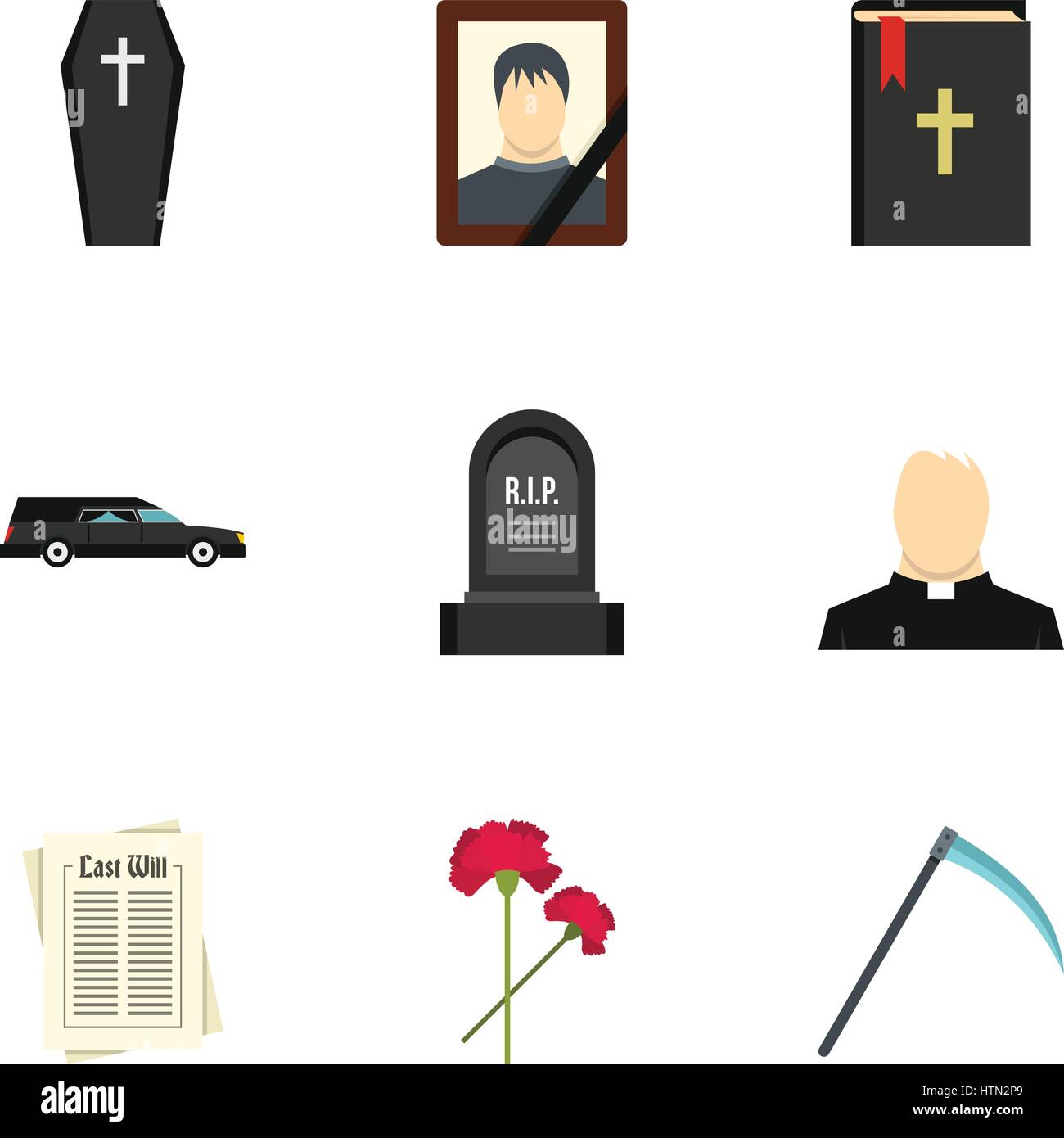 RIP icons set. Flat illustration of 9 RIP vector icons for web Stock ...