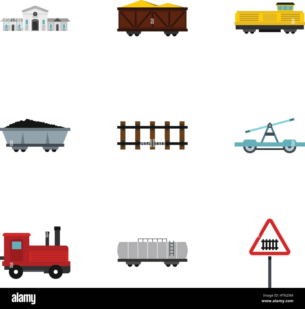 Railroad icons set. Flat illustration of 9 railroad vector icons for web Stock Vector Image ...