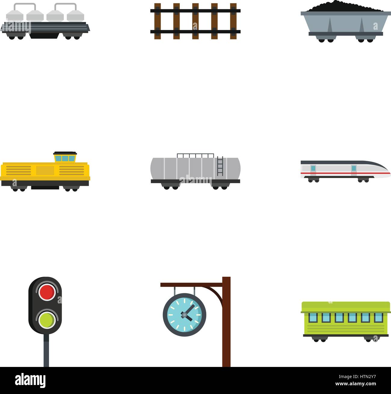 Train icons set. Flat illustration of 9 train vector icons for web ...