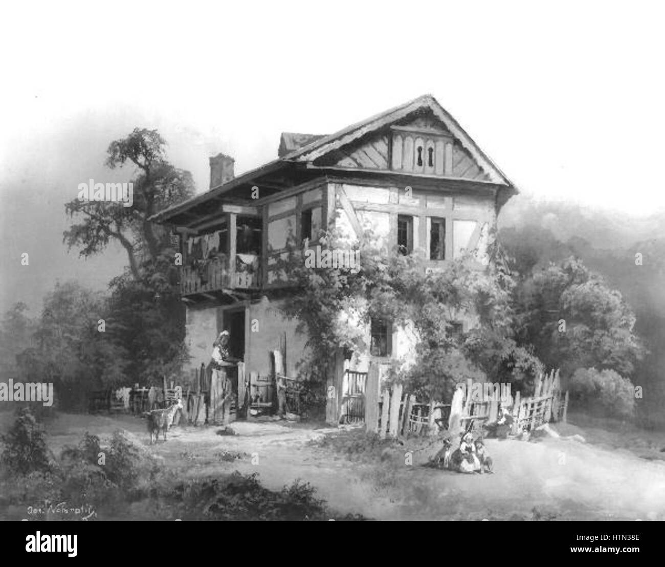 Serene scene featuring tranquil Black and White Stock Photos & Images ...