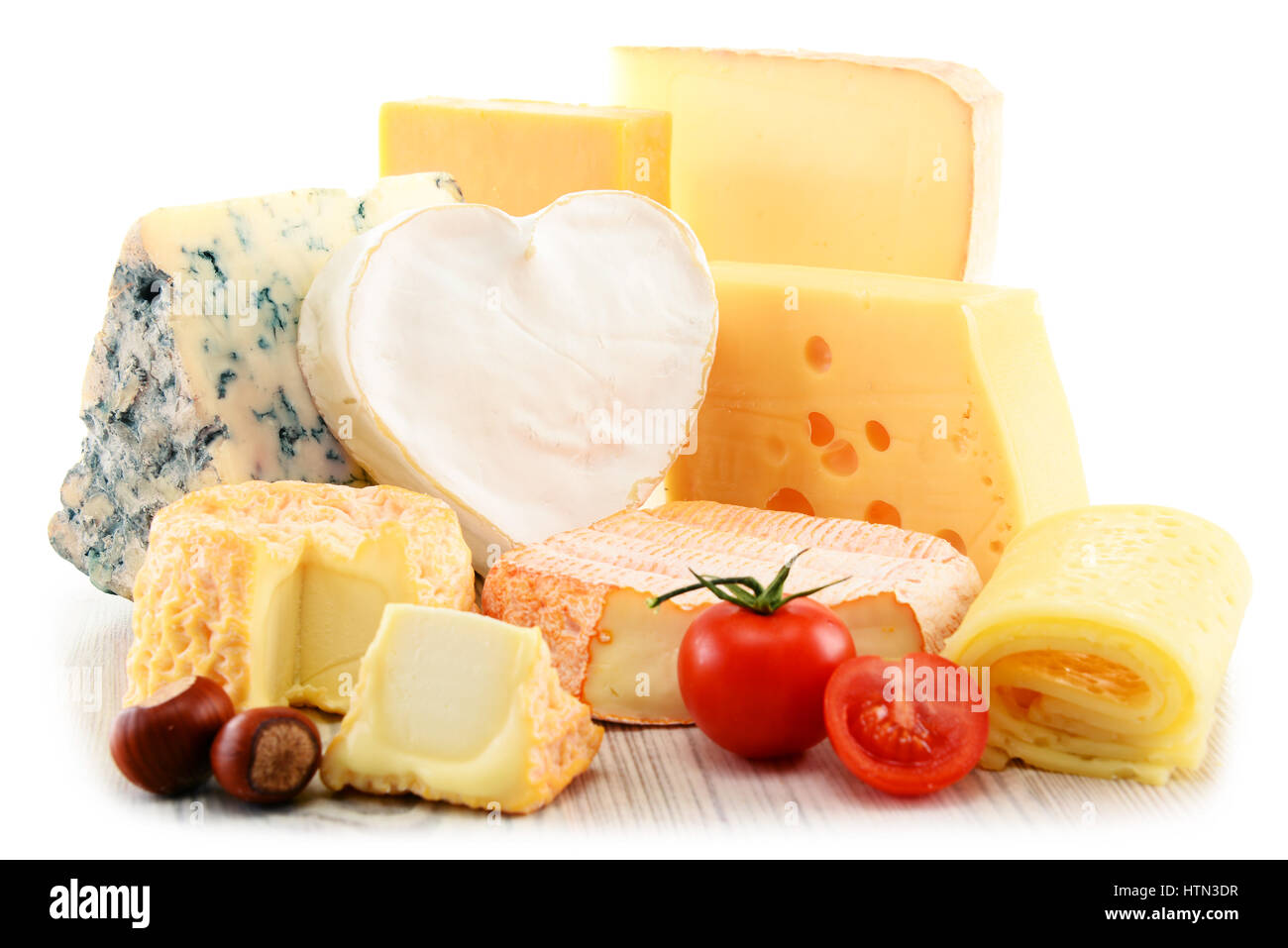 Different sorts of cheese isolated on white background Stock Photo - Alamy