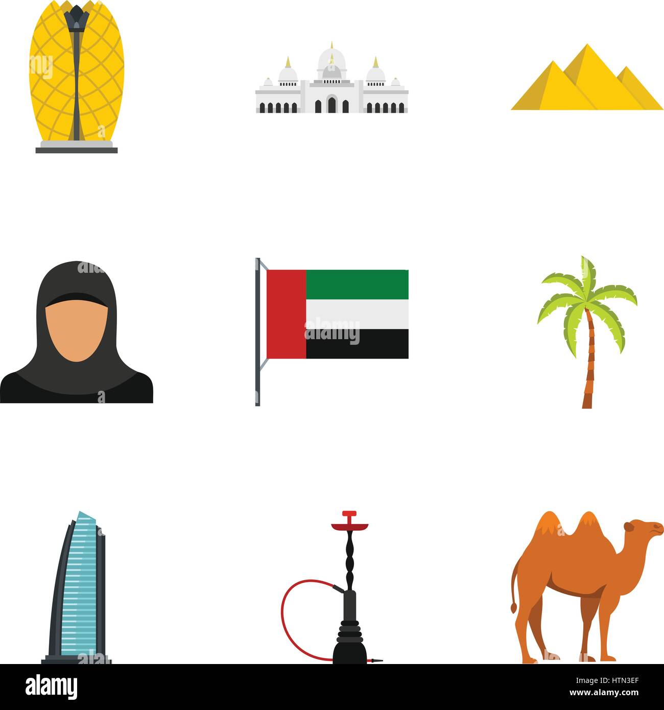 Welcome to Emirates icons set. Flat illustration of 9 welcome to ...