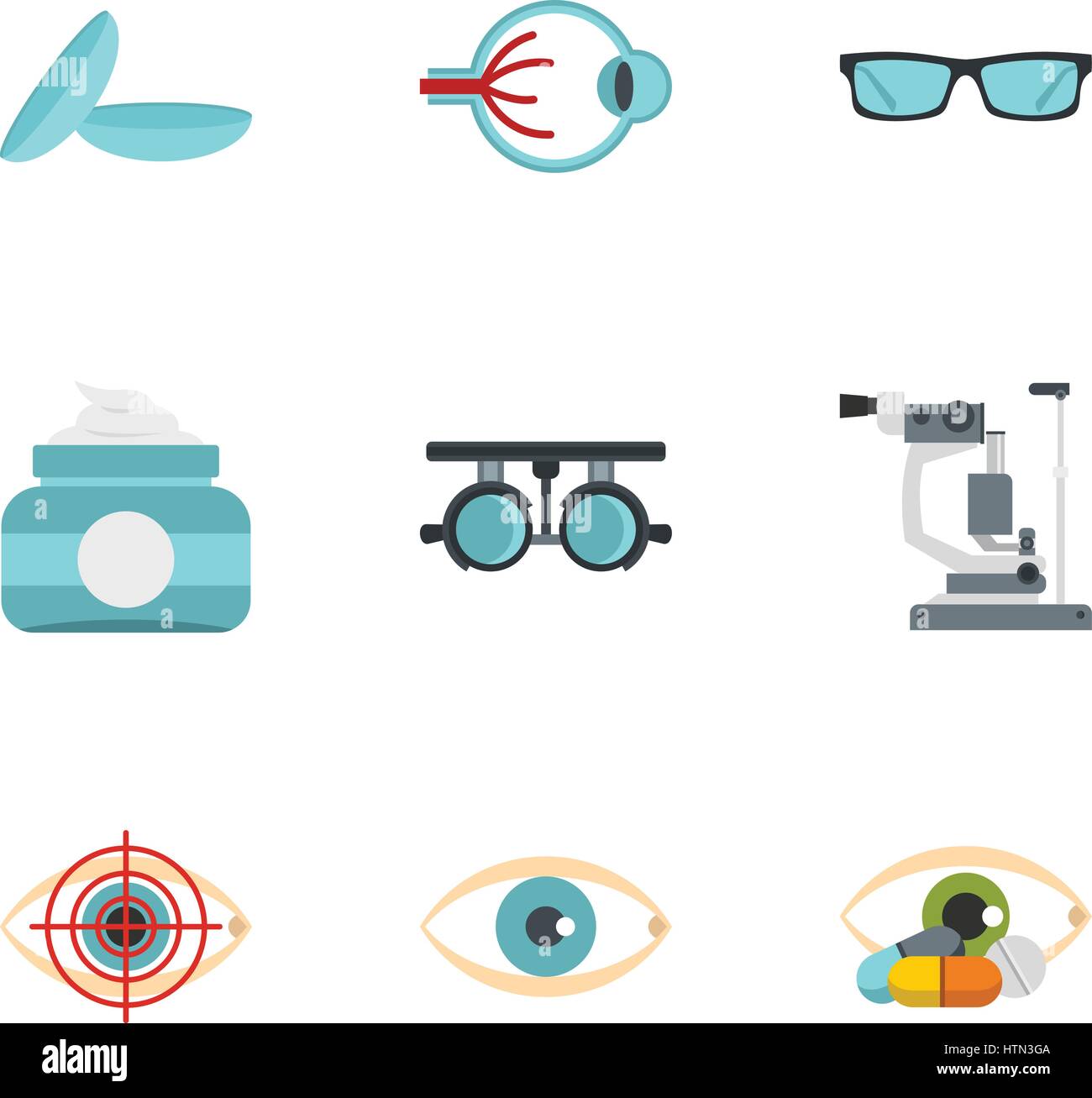Eye diagnostic icons set. Flat illustration of 9 eye diagnostic vector ...