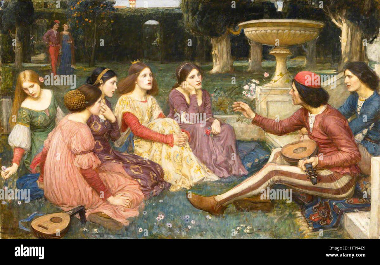 John William Waterhouse’s 'The Decameron' reflects the themes of ...