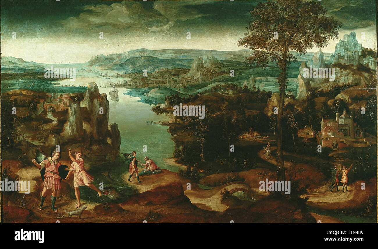A painting by a follower of Joachim Patinier, depicting the biblical ...
