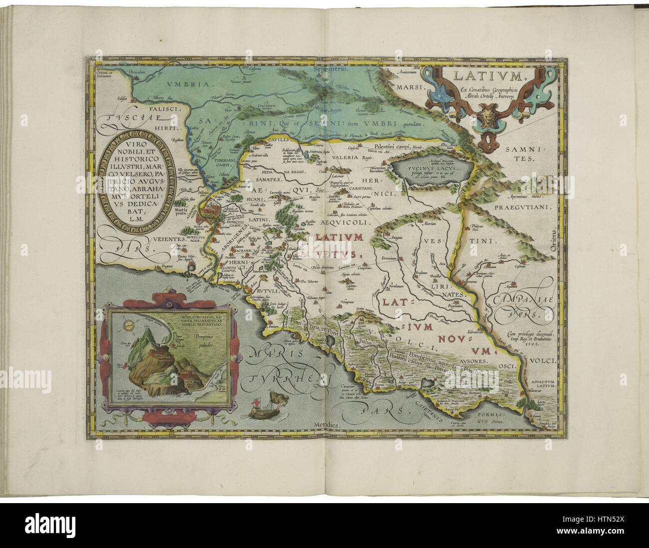 Abraham Ortelius's map of Latium, with an inset of Mount Circe ...